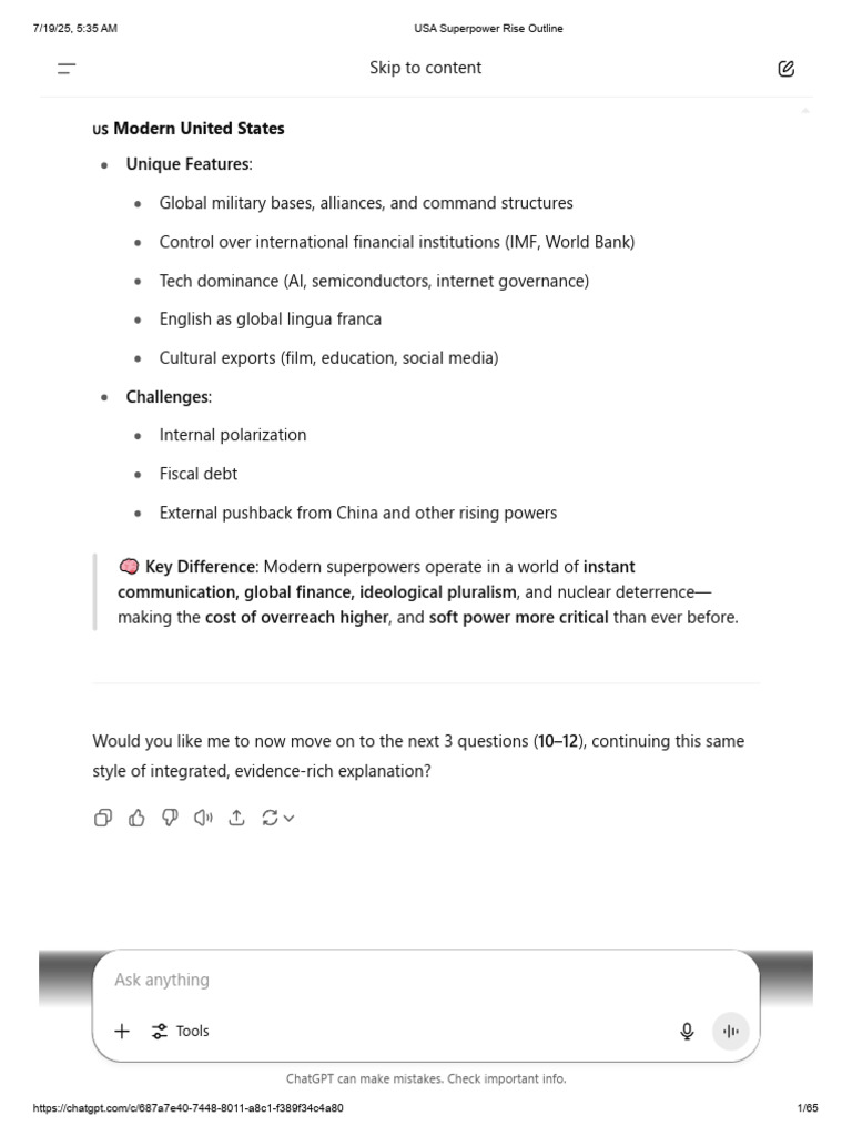 USA Superpower Rise Outline | PDF | Economies | Global Politics