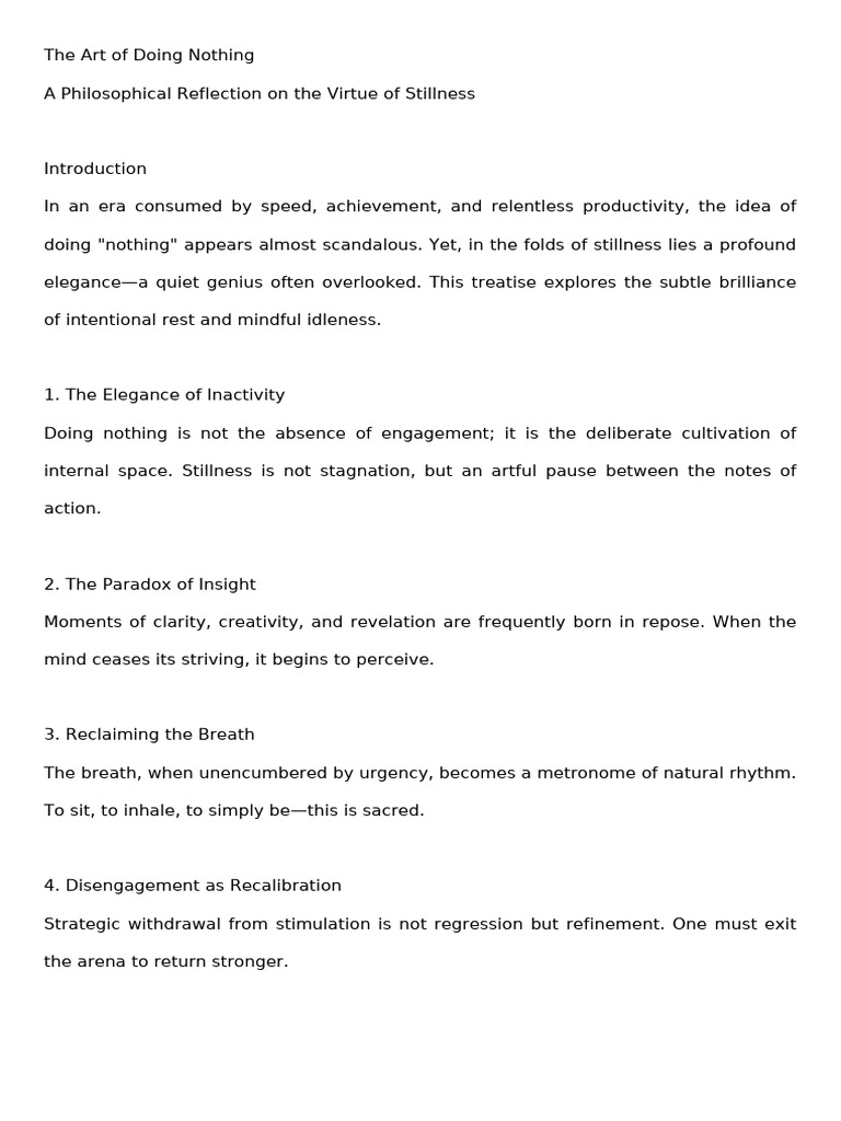 The Art of Doing Nothing Explained | PDF
