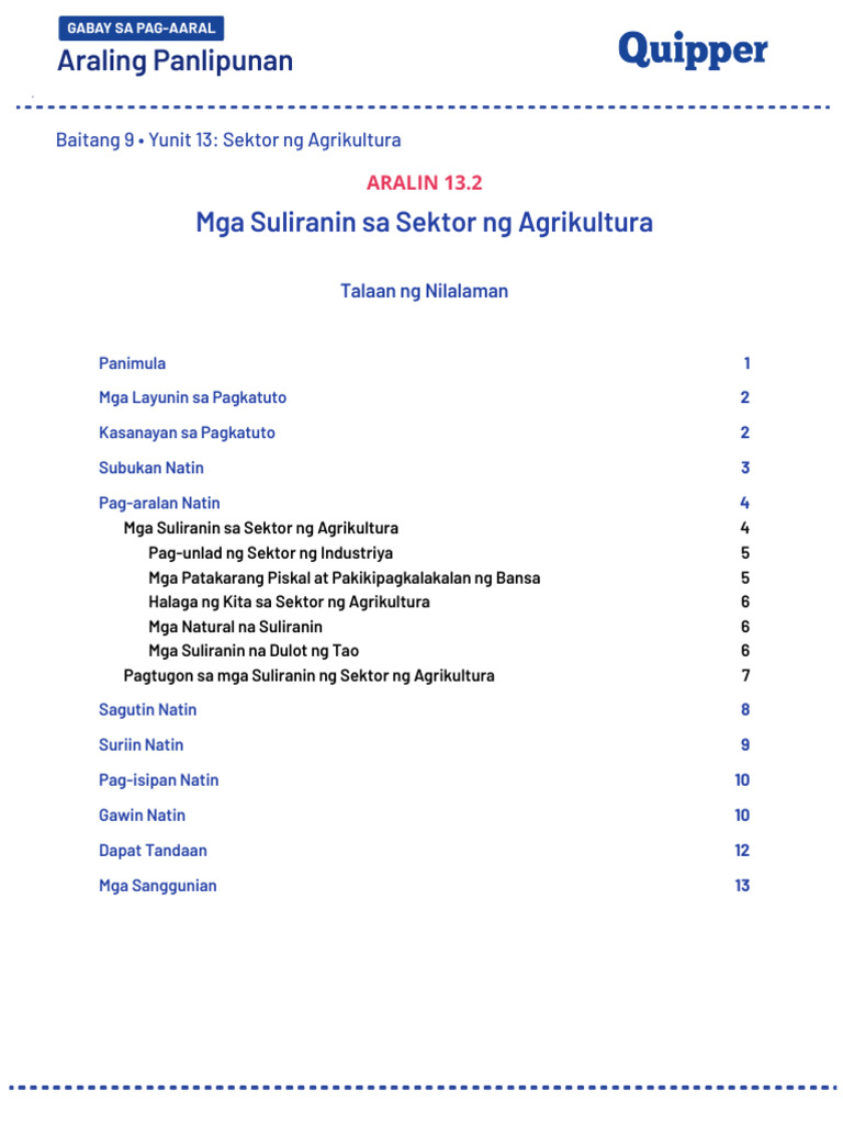 17 - ME AP 9 Q4 1302 Mga Suliranin NG Sektor NG Agrikultura - SG | PDF