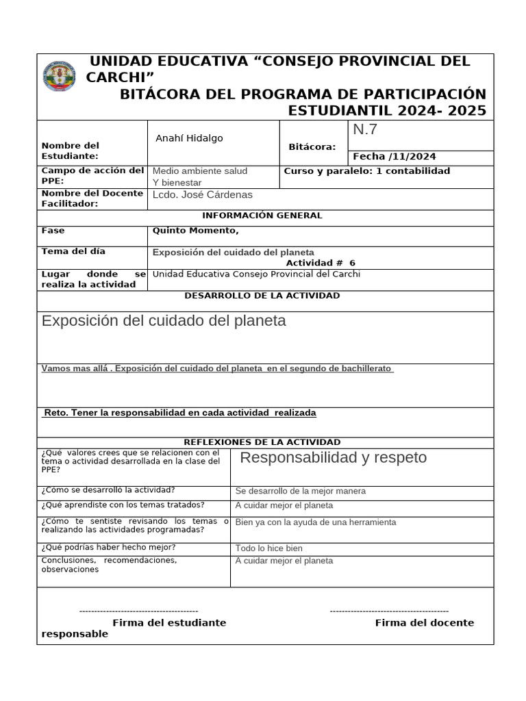 Bitácora en Blanco Ppe | PDF