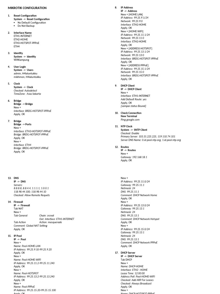 Mikrotik Setting General | PDF | Ip Address | Domain Name System