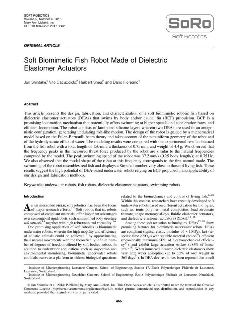 2018-Soft-Robotics-Soft Biomimetic Fish Robot Made of Dielectric ...