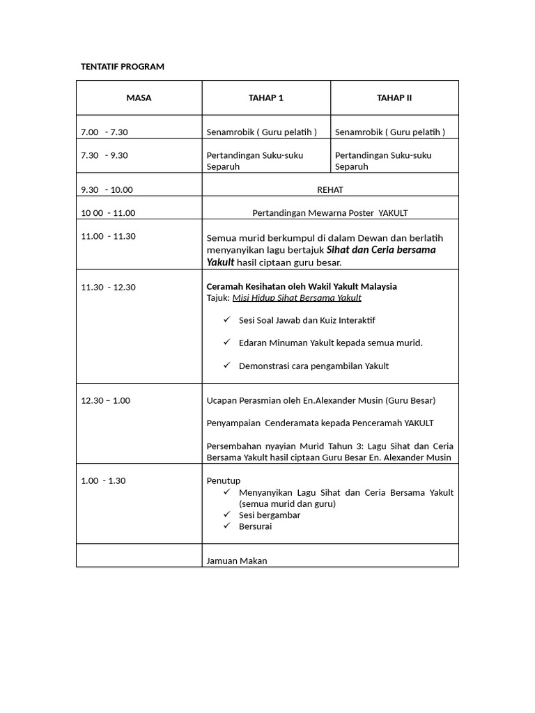 Tentatif Program Saja | PDF
