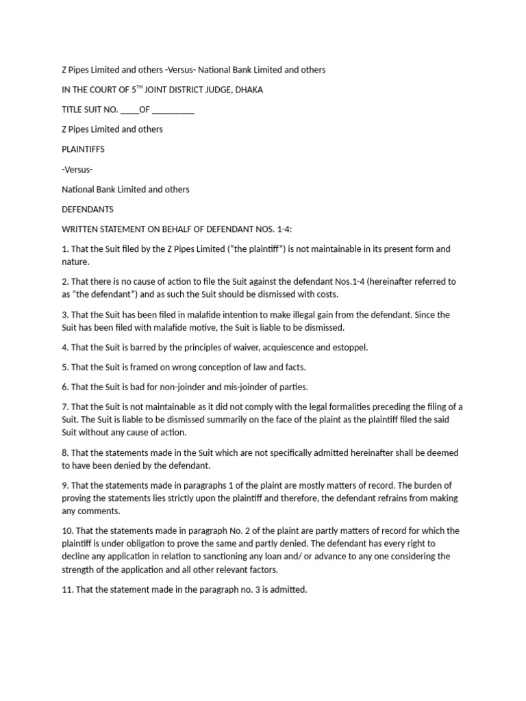 Witten Statement Title Suit | PDF | Burden Of Proof (Law) | Interest