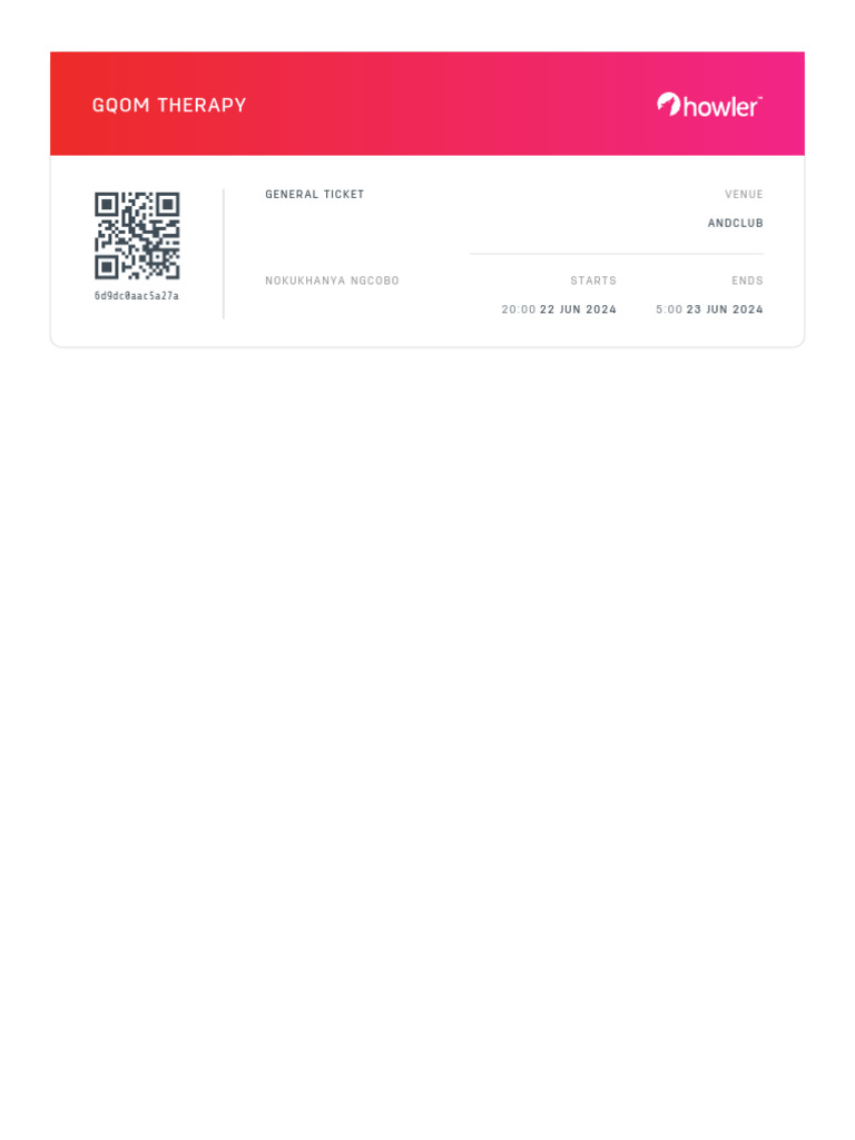 Ticket - Gqom Therapy - Ym6mngwtaj7ht8jr | PDF