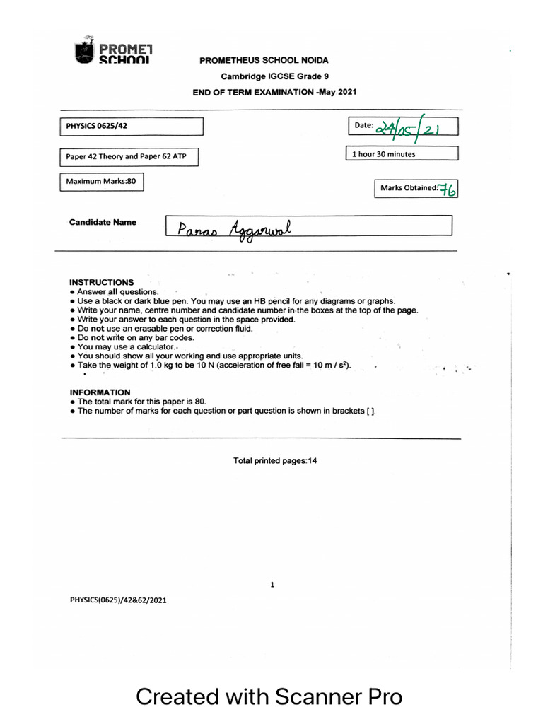 Physics - Paper 4 & 6 Paras | PDF | Electric Current | Light