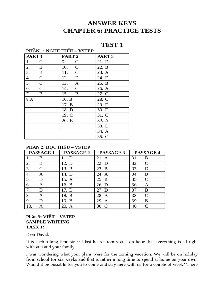 VSTEP Practice Test Answer Keys | PDF | Violence | Aggression