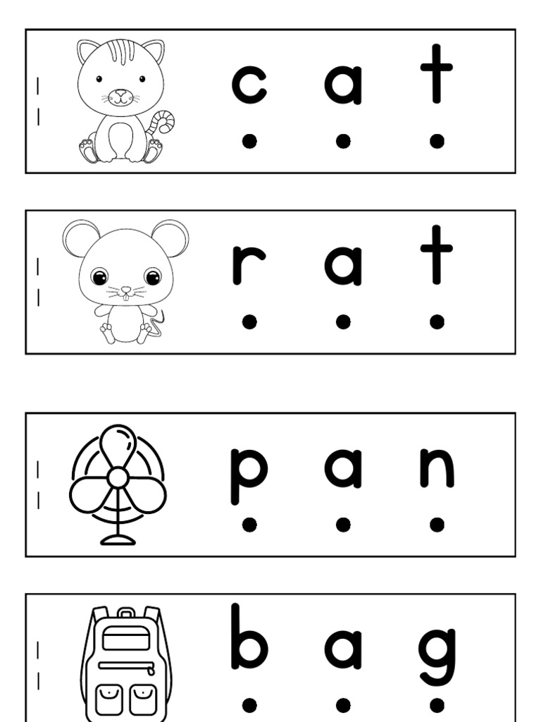 Short Vowel Sound Phonics CVC Words Flip Booklet in Grayscale Lined ...