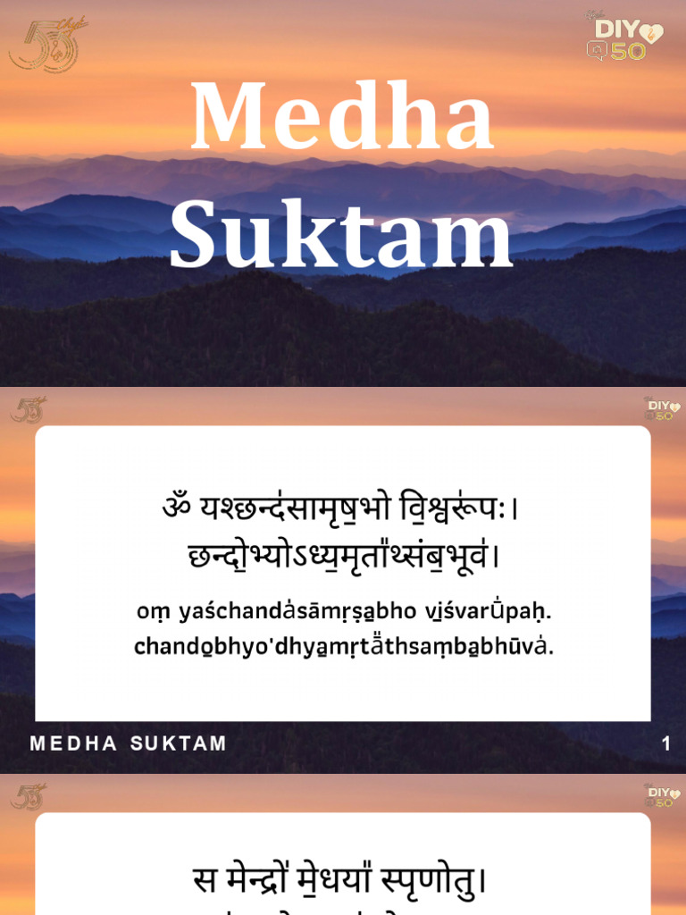 Medha Suktam | PDF | Hindu Texts | Hindu Literature