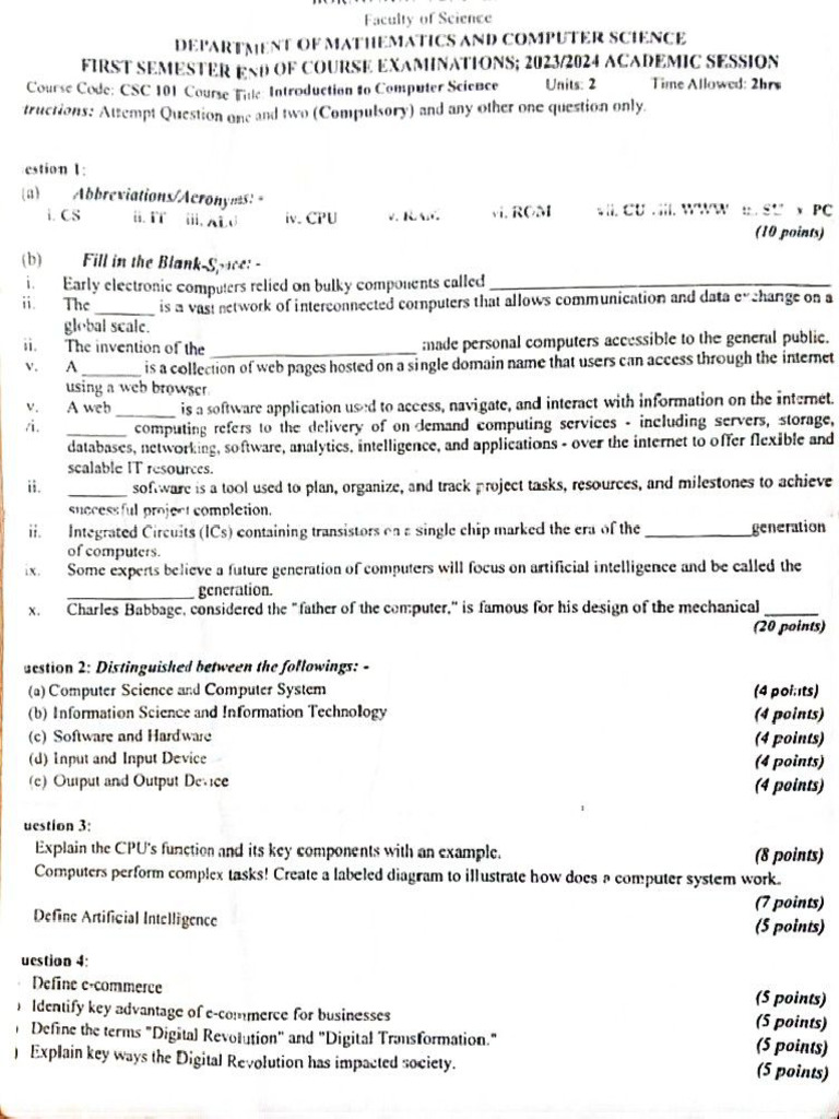 Introduction To Computer Science | PDF