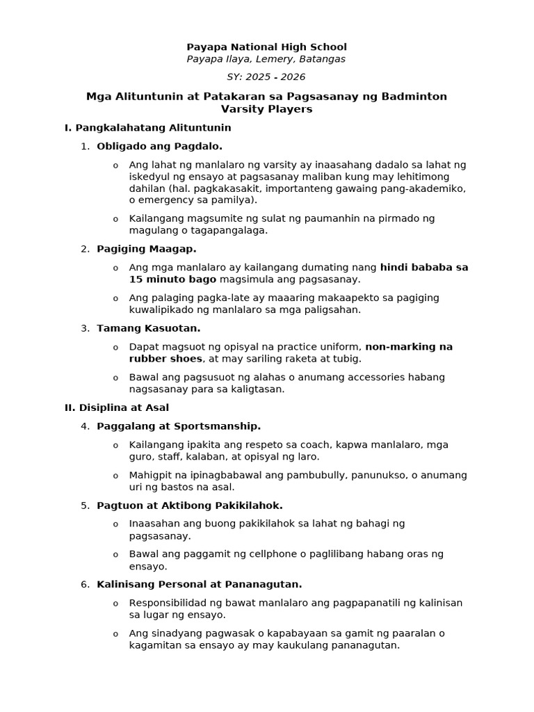 Sports Rules and Regulations | PDF