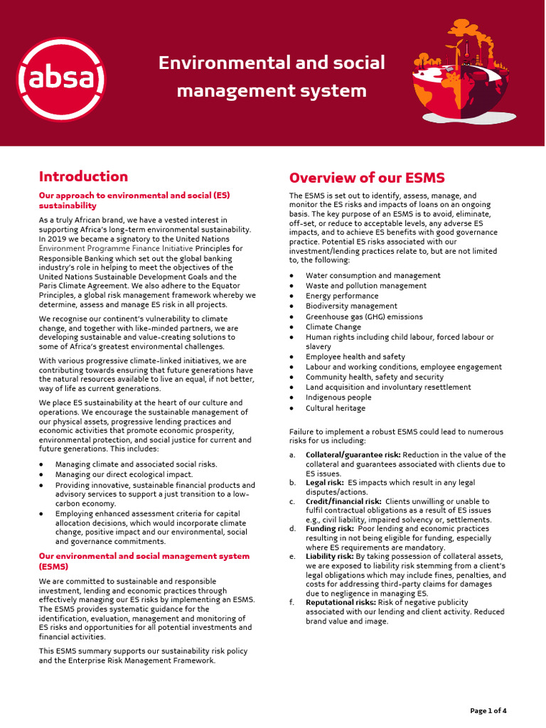 Absa's Environmental and Social Management System | PDF | Risk ...