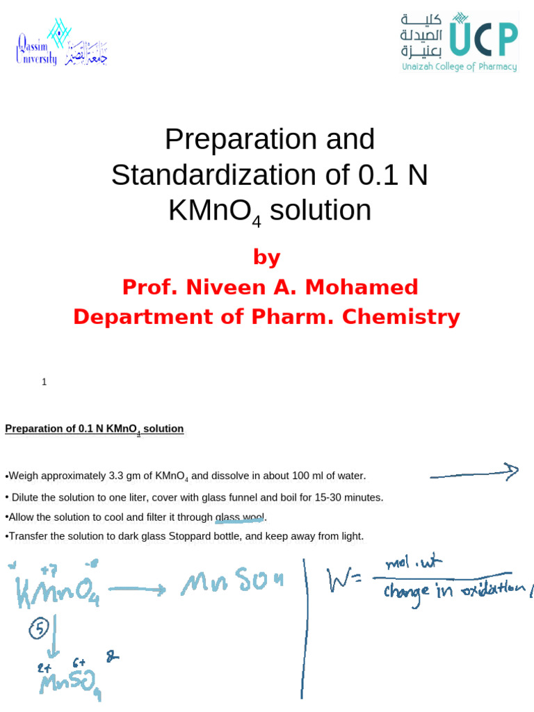 Lab 10 Preparation and Standardization | PDF | Potassium | Chemistry