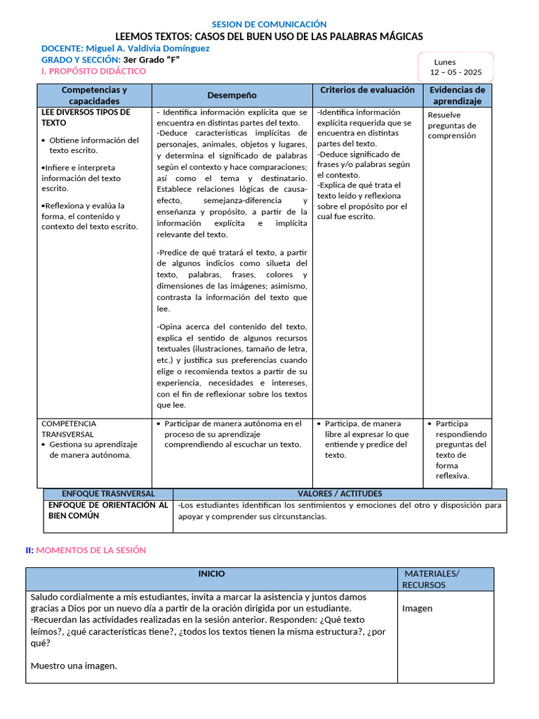 Sesion de Com. 12-05-25 Leemos Casos Del Buen Uso de Las Palabras ...