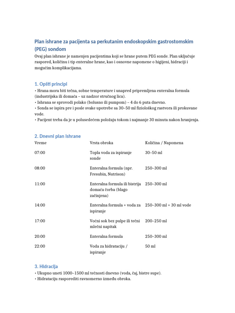 PEG Plan Ishrane | PDF