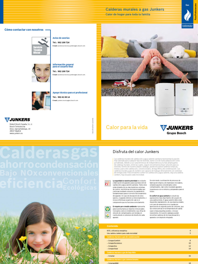 Calderas Junkers: Eficiencia y Confort | PDF | Condensación | Uso ...