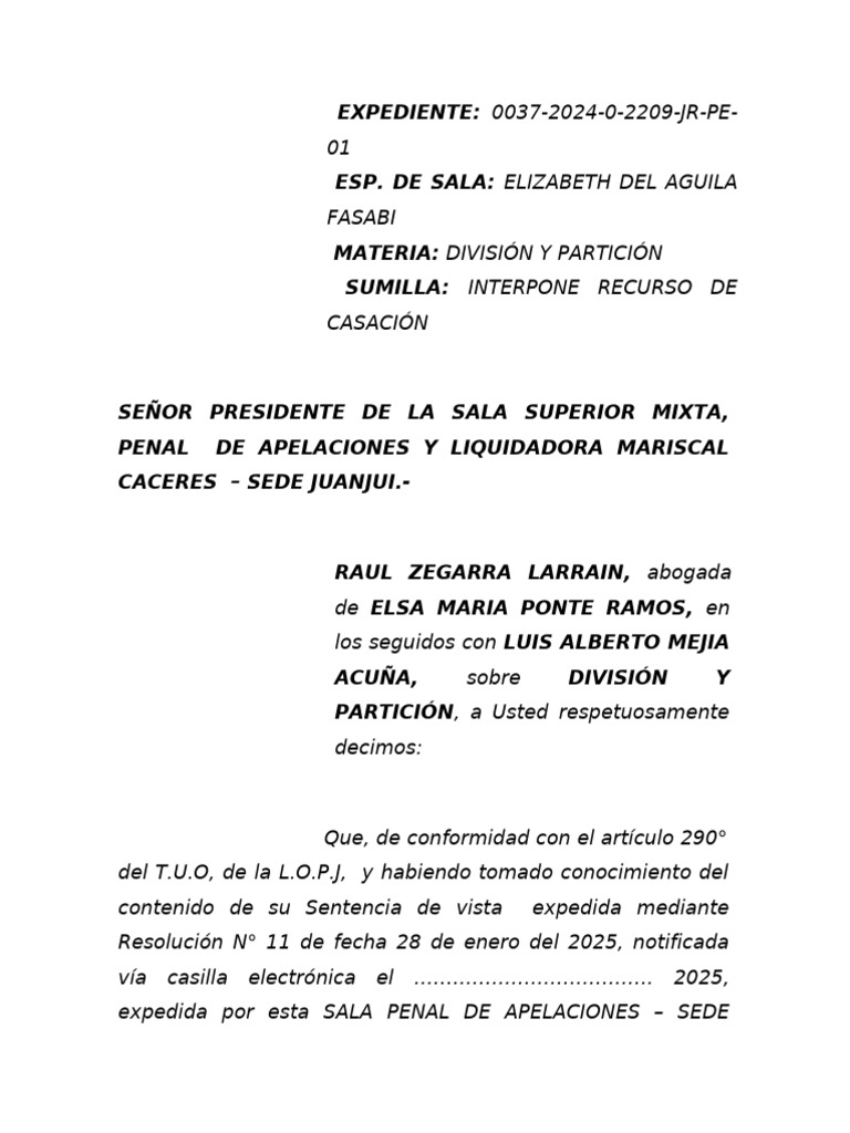 Casación. Elsa Ponte. 2025.Ultima | PDF | Sentencia (ley) | Ley procesal