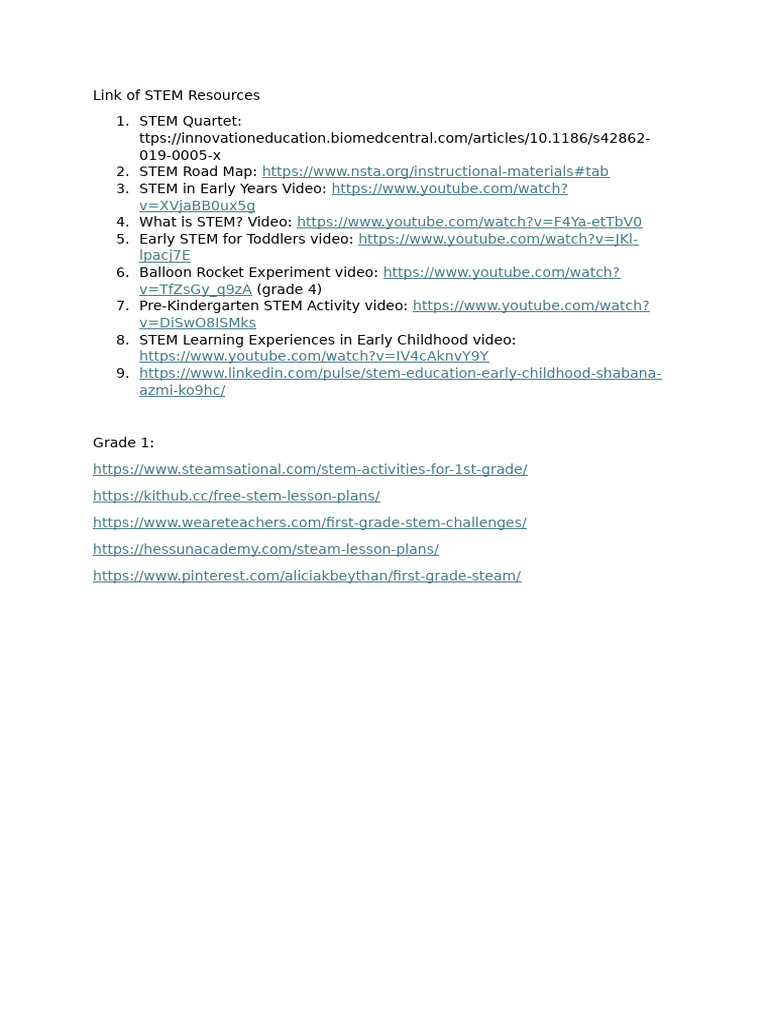 Link of STEM Resources | PDF