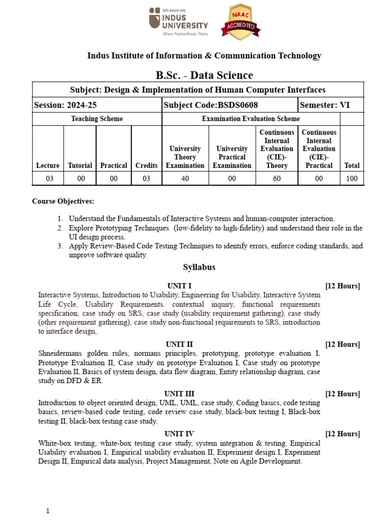 Design & Implementation of Human Computer Interfaces | PDF | Usability | Human–Computer Interaction