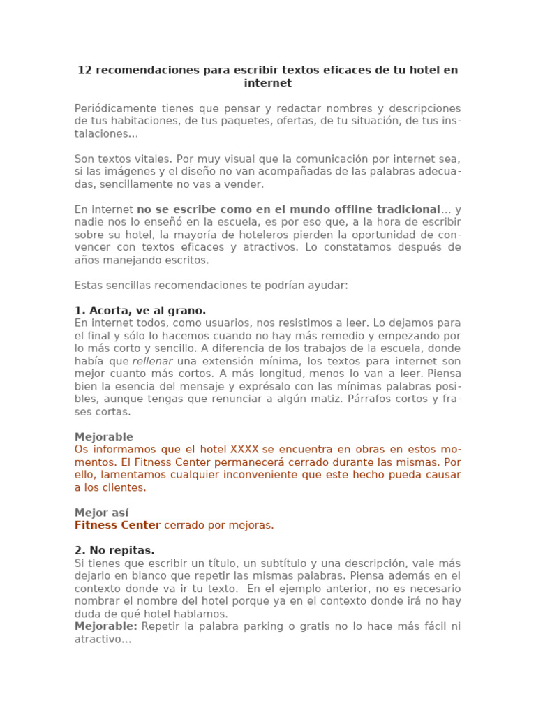 12 Recomendaciones Para Escribir Textos Eficaces de Tu Hotel en ...