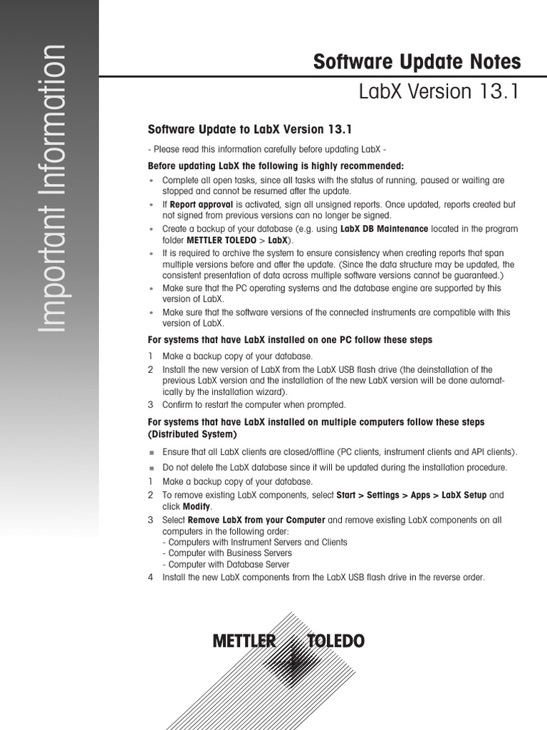 Software Update LabX Version 13.1 | PDF | Databases | Backup