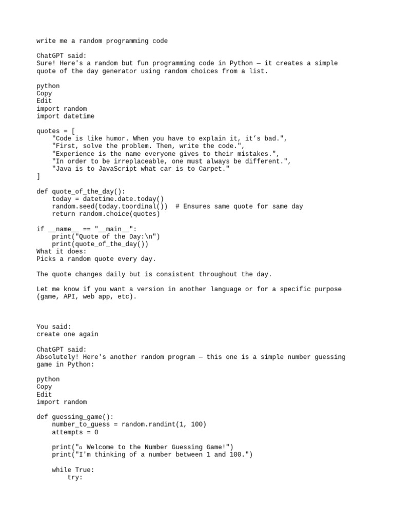 Random Python Code Examples | PDF