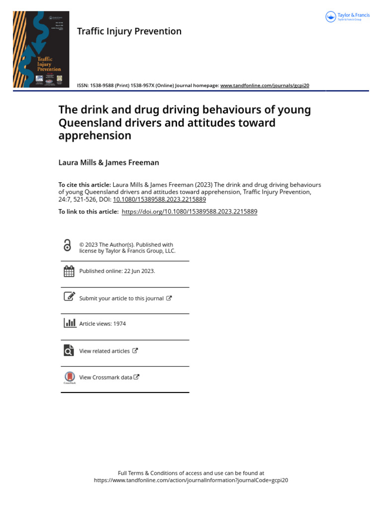 The Drink and Drug Driving Behaviours of Young Queensland Drivers and ...