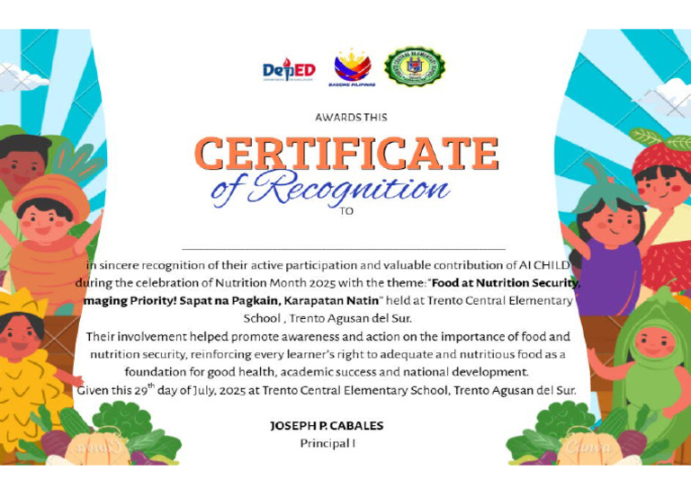 Nutrition Moth Certificate | PDF