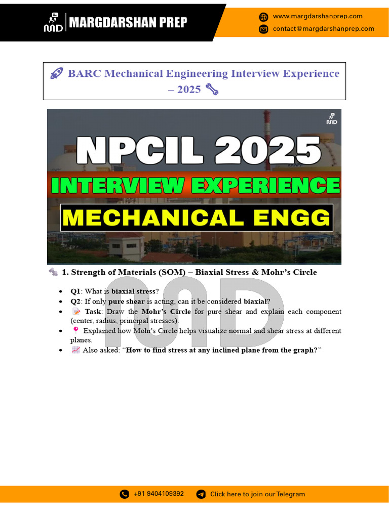 Barc & Npcil Mechanical Interview Experience | PDF | Heat Transfer | Heat