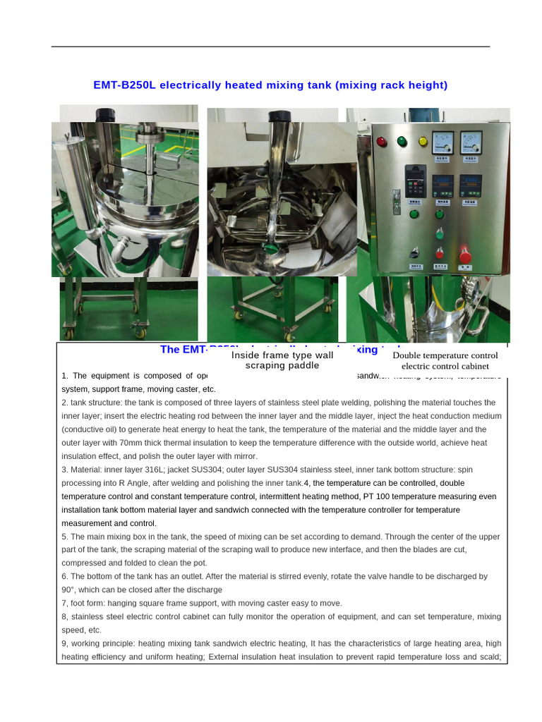 250L Electric Heated Mixing Tank | PDF | Welding | Construction