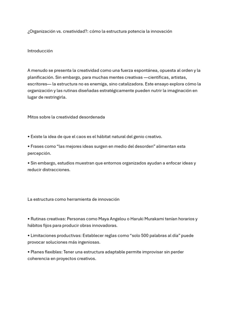 Estructura que Fomenta la Creatividad | PDF