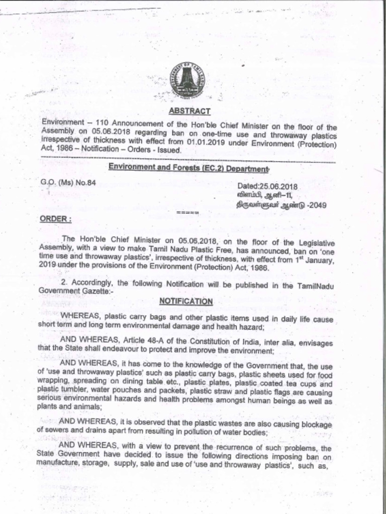 Environmental & Forest Order Release G.O. (MS) .No.84 | PDF