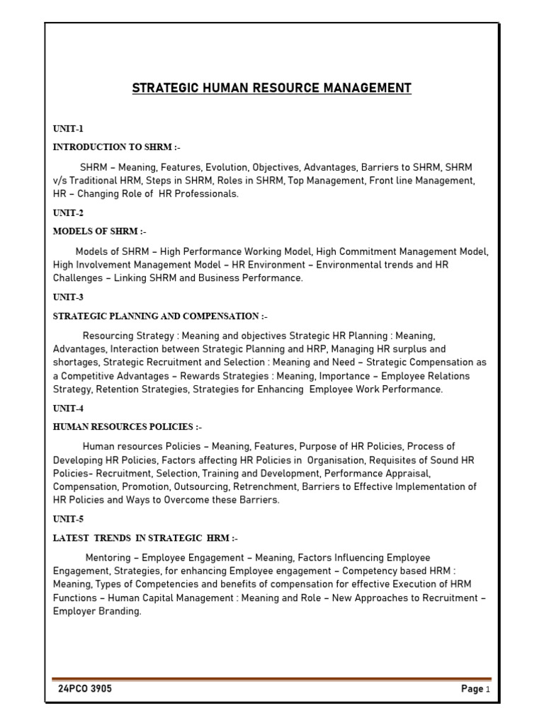 Strategic Human Resources Management | PDF | Employee Retention | Human ...