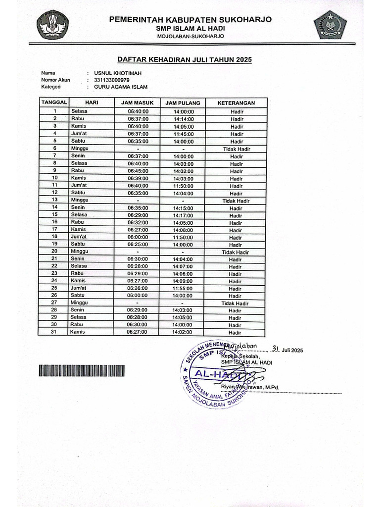 Absen Juli Ima | PDF