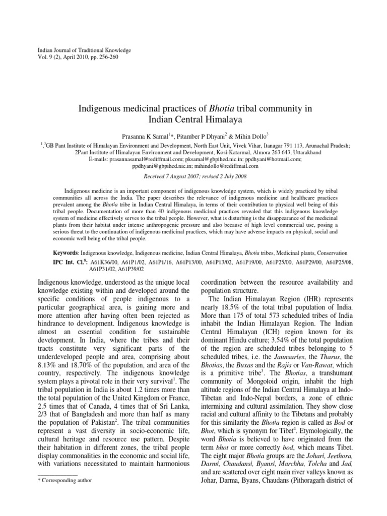Indigenous Medicinal Practices of Bhotia Tribal Community in Indian ...