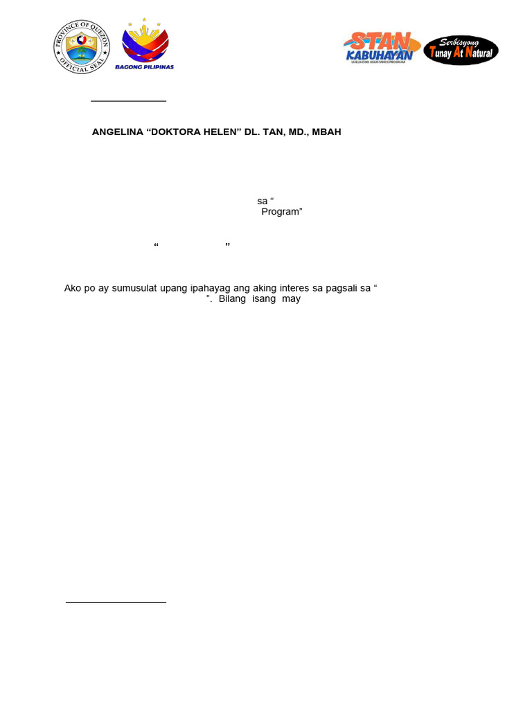 Letter of Intent Format STAN KABUHAYAN | PDF