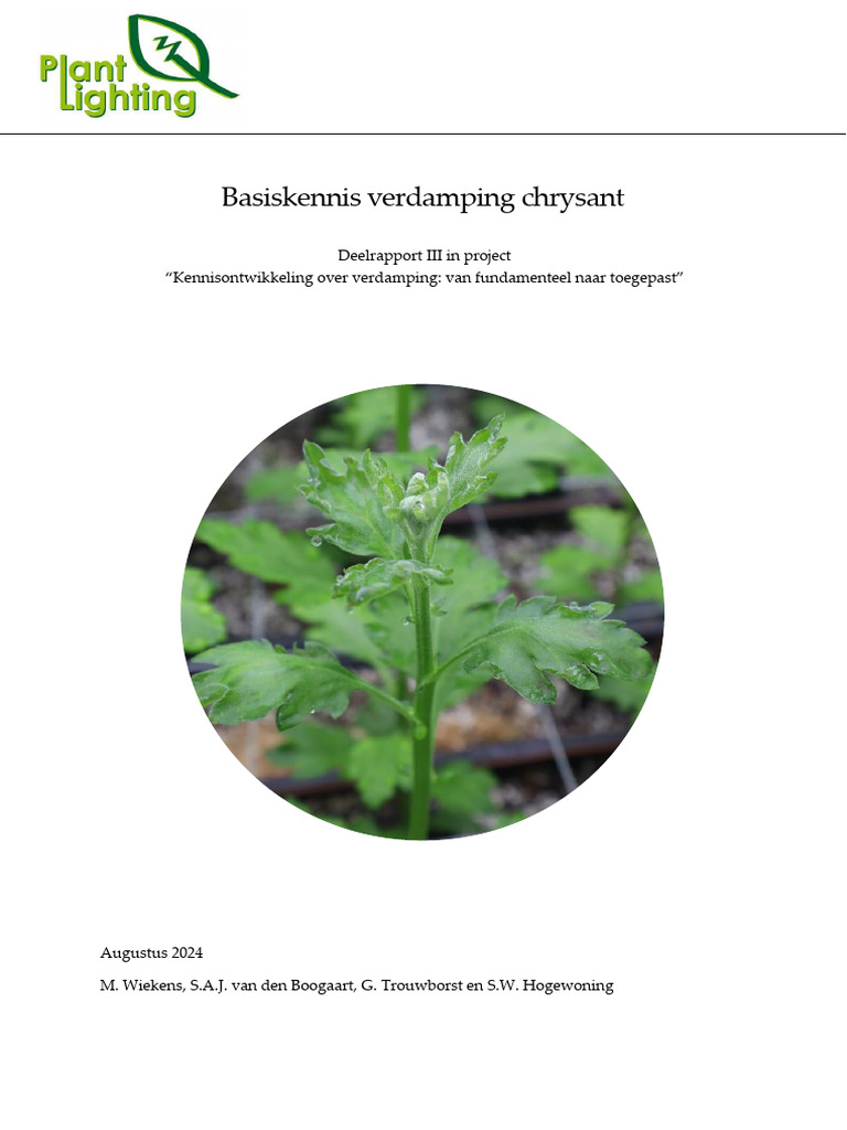 E23011 DeelrapportIII Chrysant Kennisontwikkeling Over Verdamping | PDF