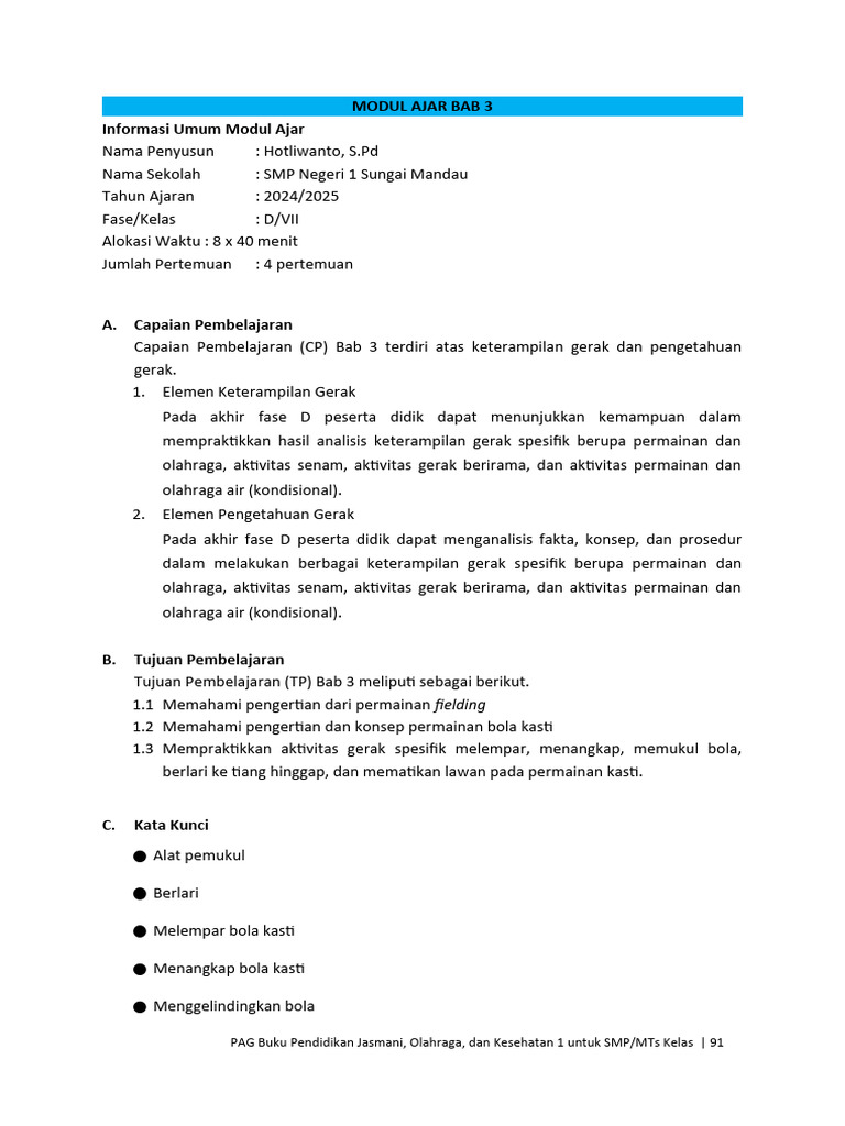 Modul Ajar Kls 7 Bab 3 | PDF