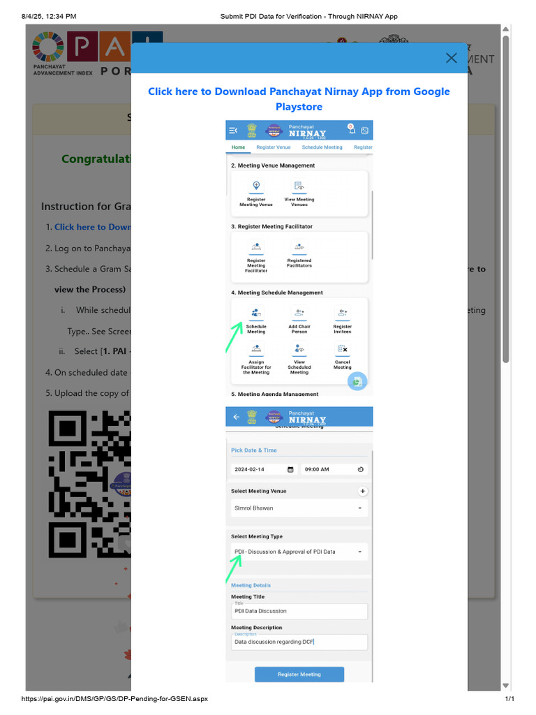 Submit PDI Data For Verification - Through NIRNAY App | PDF