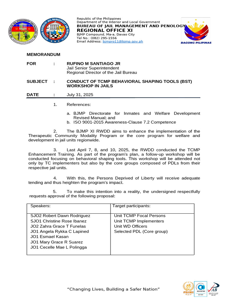 Proposal TCMP BST Workshop | PDF | Local Government | Economy Of The Philippines
