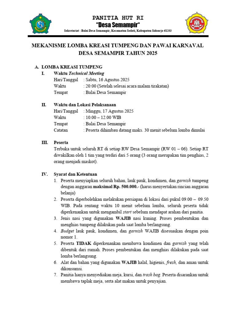 Mekanisme Lomba (All) | PDF