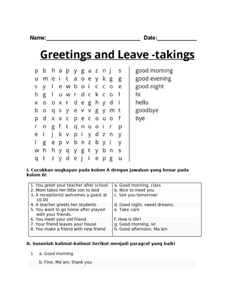 Greeting and Leave-Taking Expressions | PDF