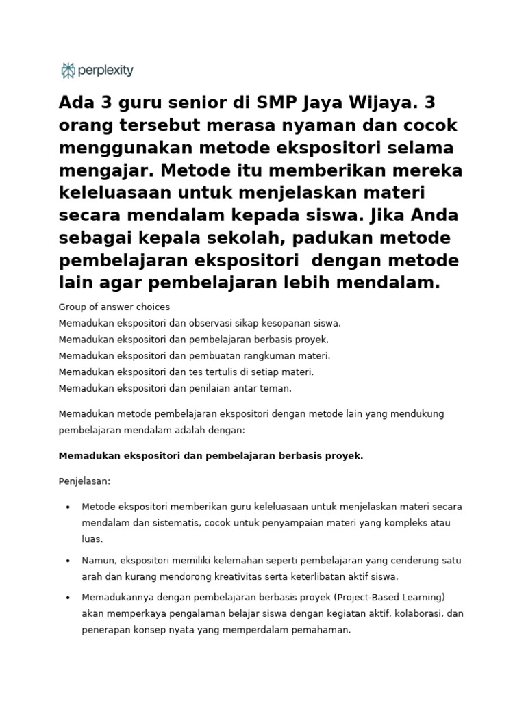Ada 3 Guru Senior Di SMP Jaya Wijaya. 3 Orang Ters | PDF