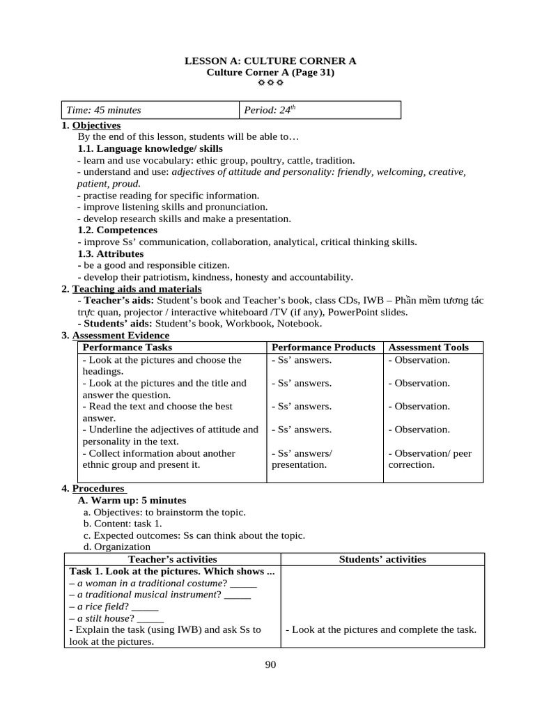 Culture Corner A: Ethnic Group Lesson Plan | PDF | Critical Thinking ...