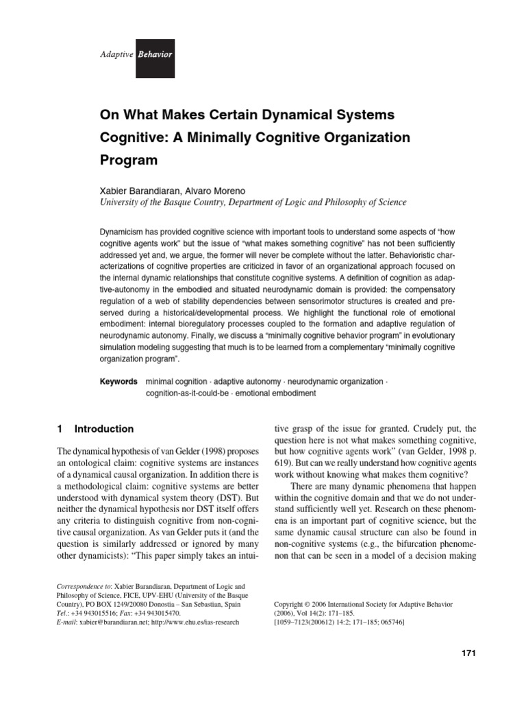 Barandiaran Moreno 2006 On What Makes Certain Dynamical Systems ...