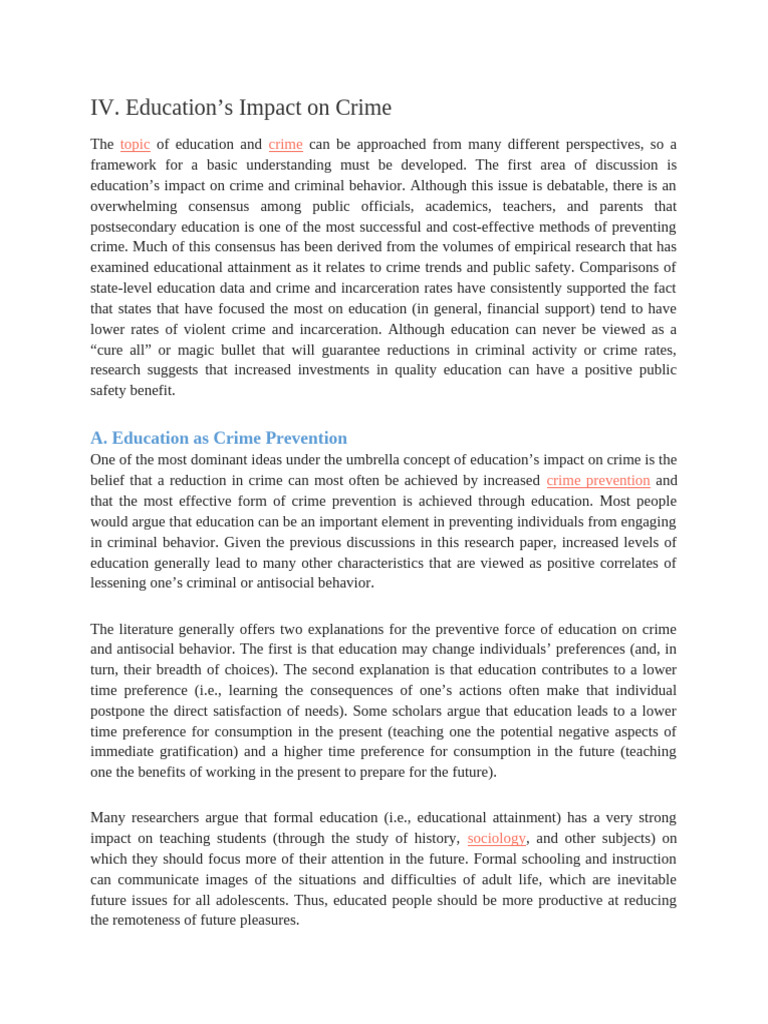 Education's Role in Crime Prevention | PDF | Intelligence Quotient | Crimes