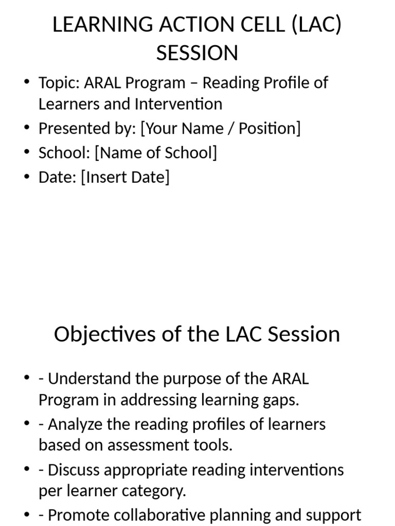ARAL Program: Goals and Reading Interventions | PDF | Learning ...