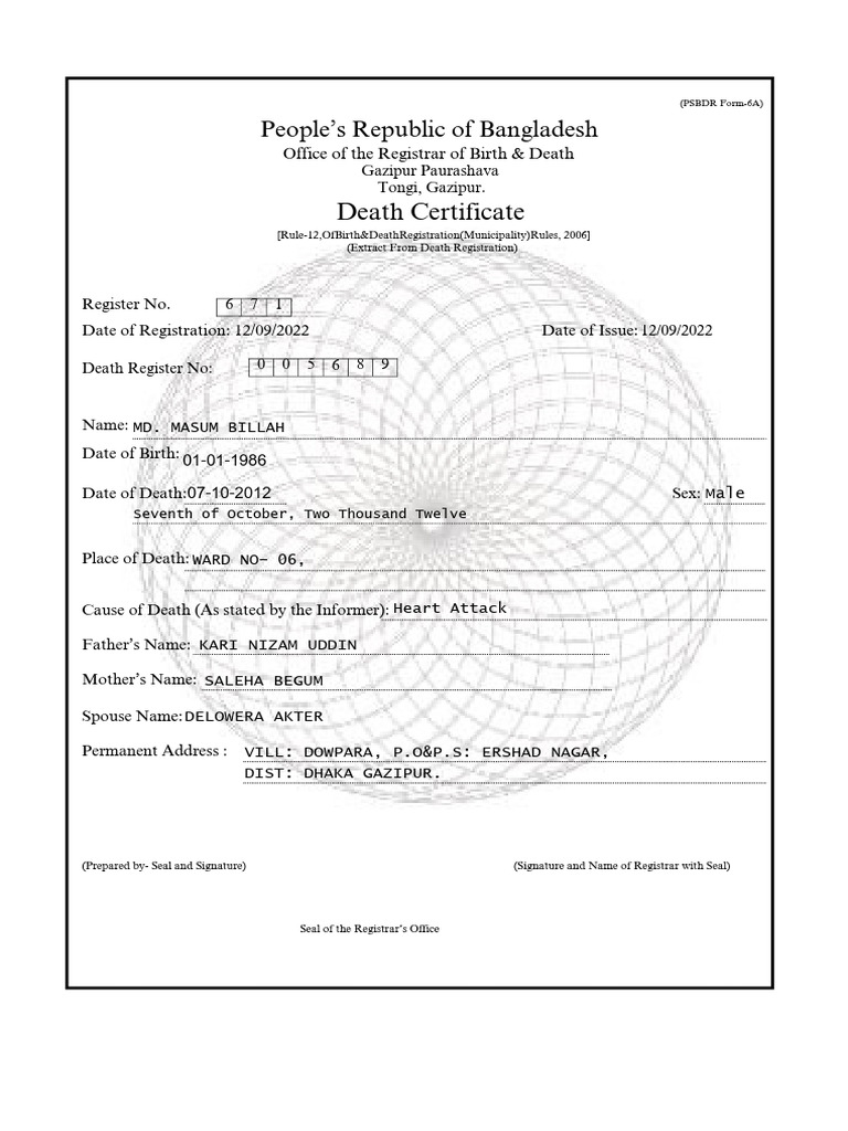 Death Certificate PDF | PDF