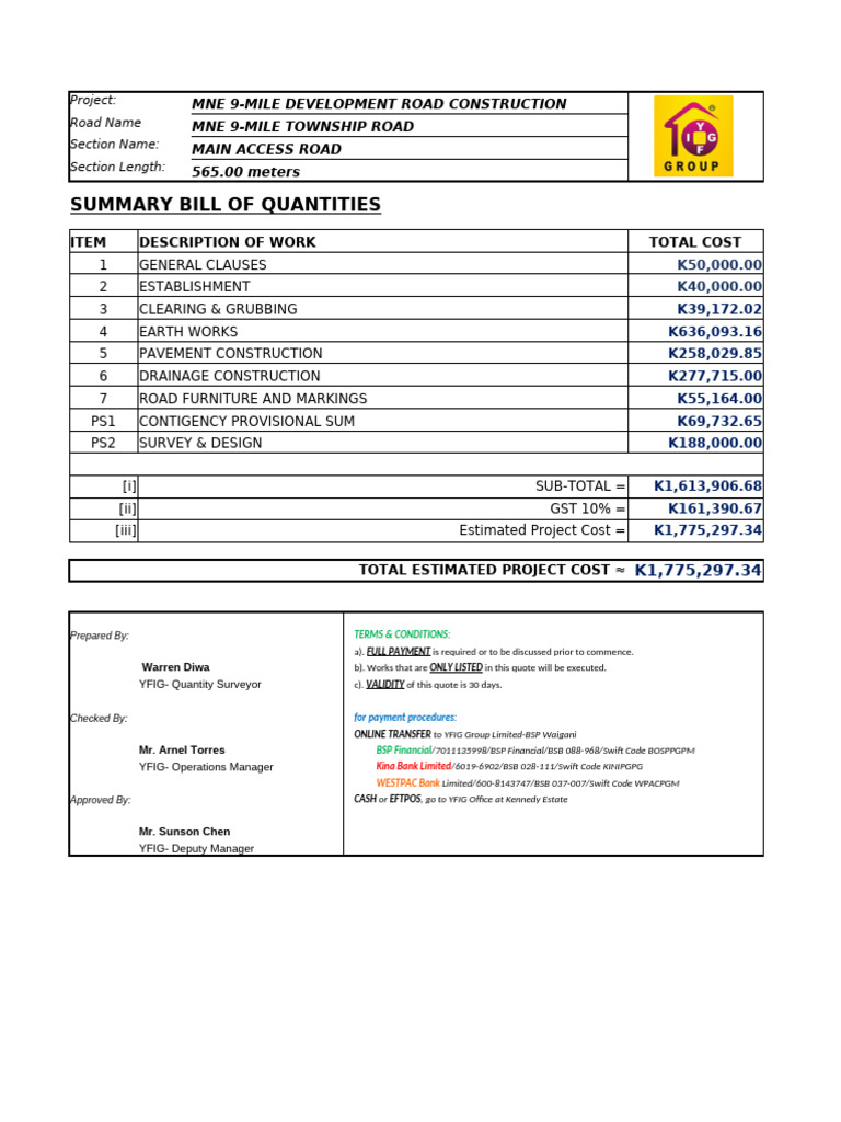 MNE 9-Mile Road Construction Cost Summary | PDF
