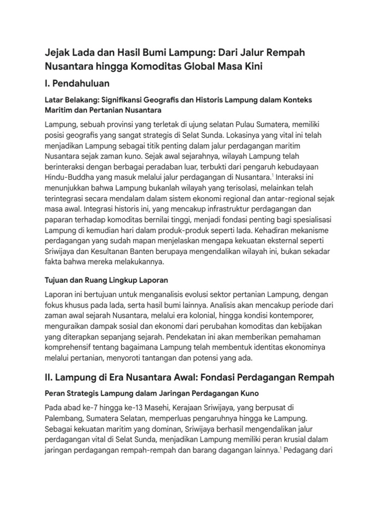 Hasil Bumi Lampung: Fokus pada Lada | PDF